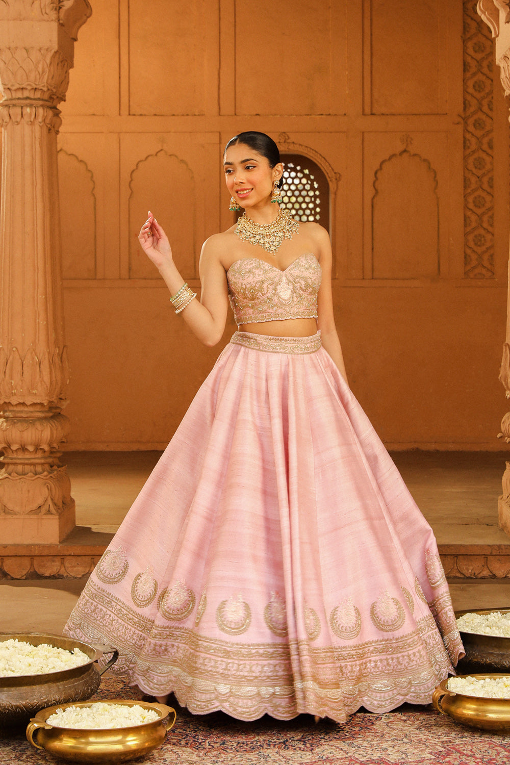 Elegant Light Lehenga with Kashmiri Tilla and Parsi Gara Embroidery ...