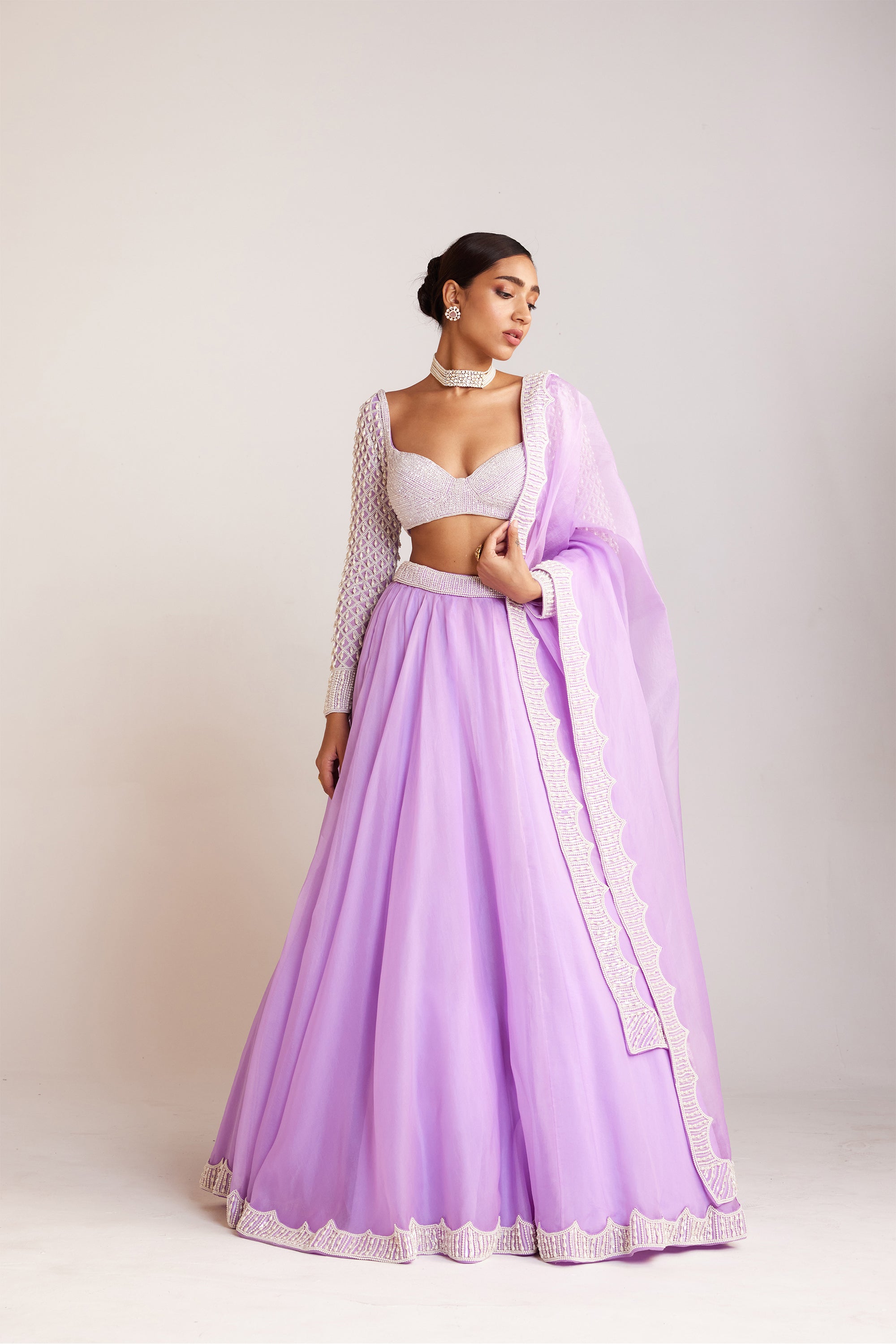 Buy Lilac Organza Lehenga Set Online - Shop Now – Karegar