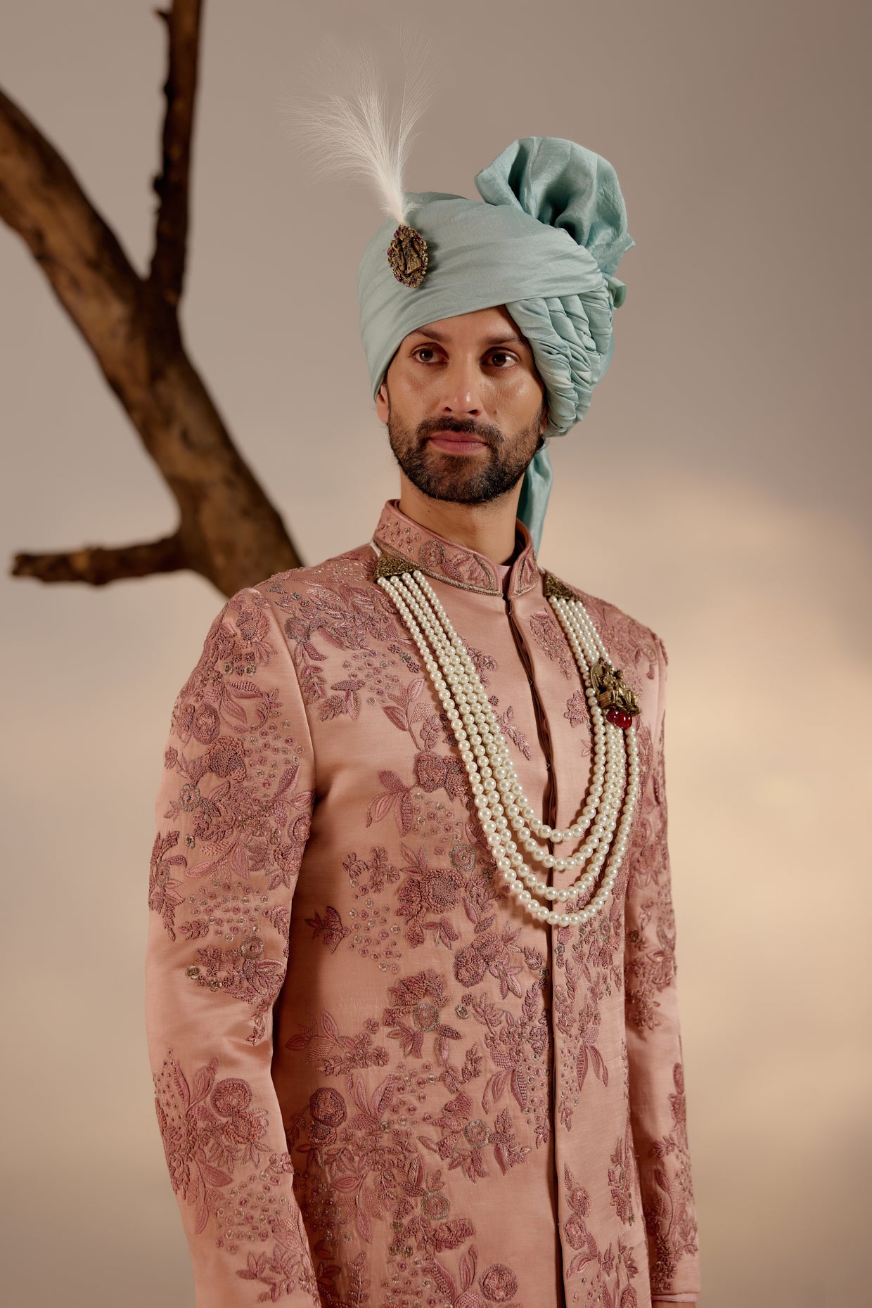 Hand-Embroidered Orchid Pink Sherwani | Custom-Made Ethnic Wear – Karegar