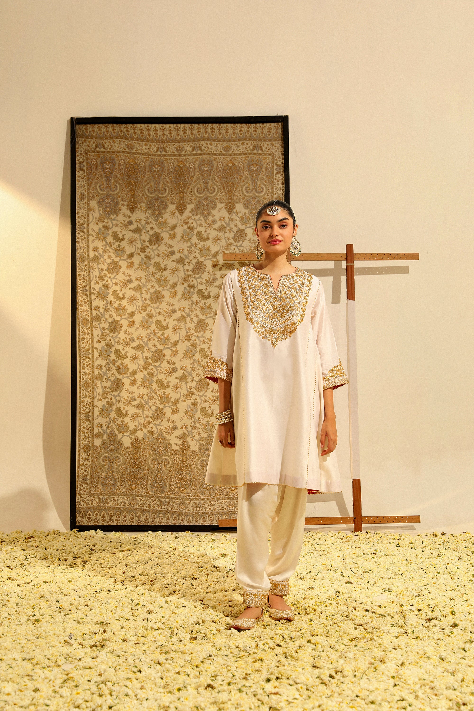 Handmade Chauga with Salwar Set | Pure Silk Chanderi Fabric – Karegar