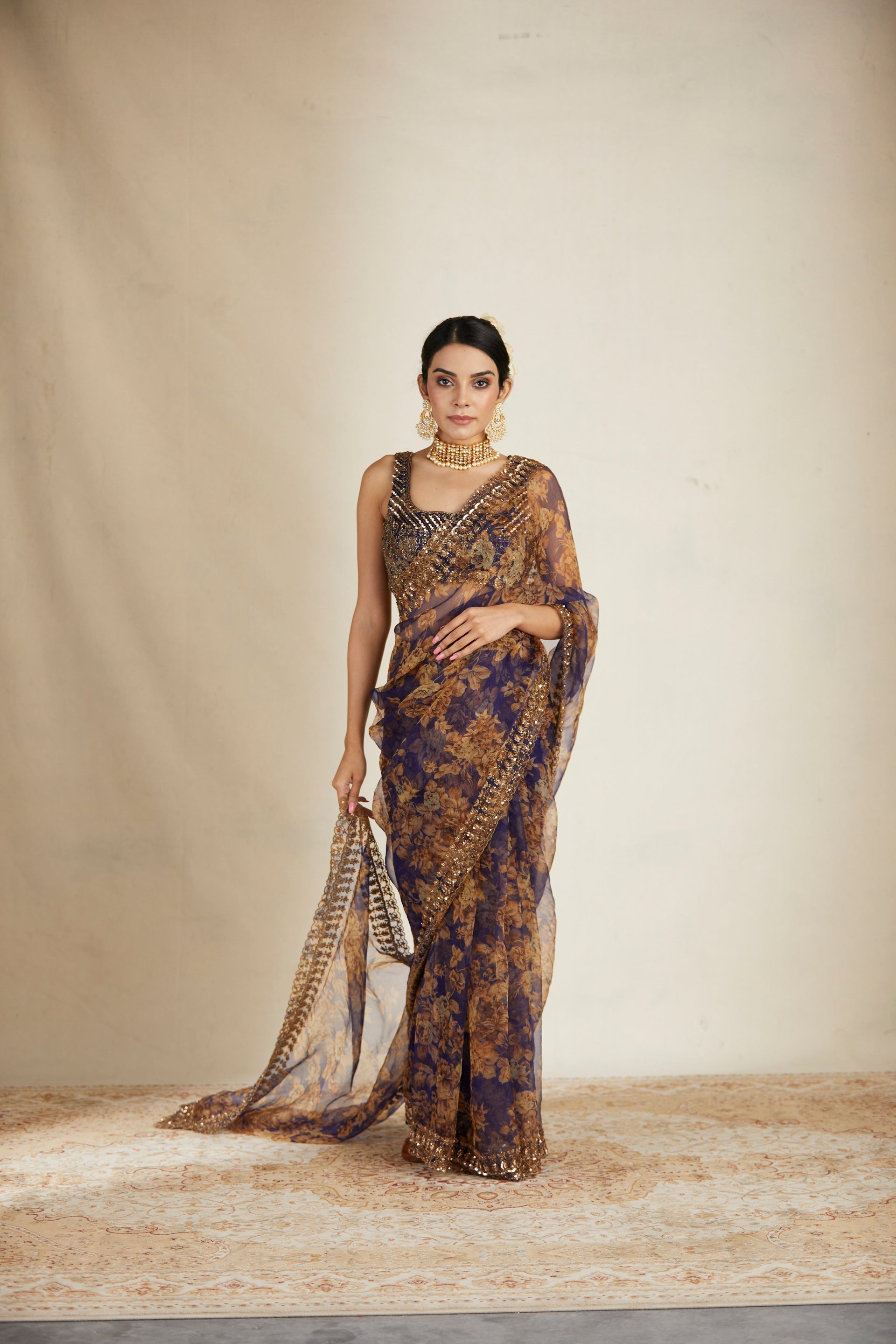 Stylish Purple Floral Saaree Set for Women | Exclusive Collection – Karegar
