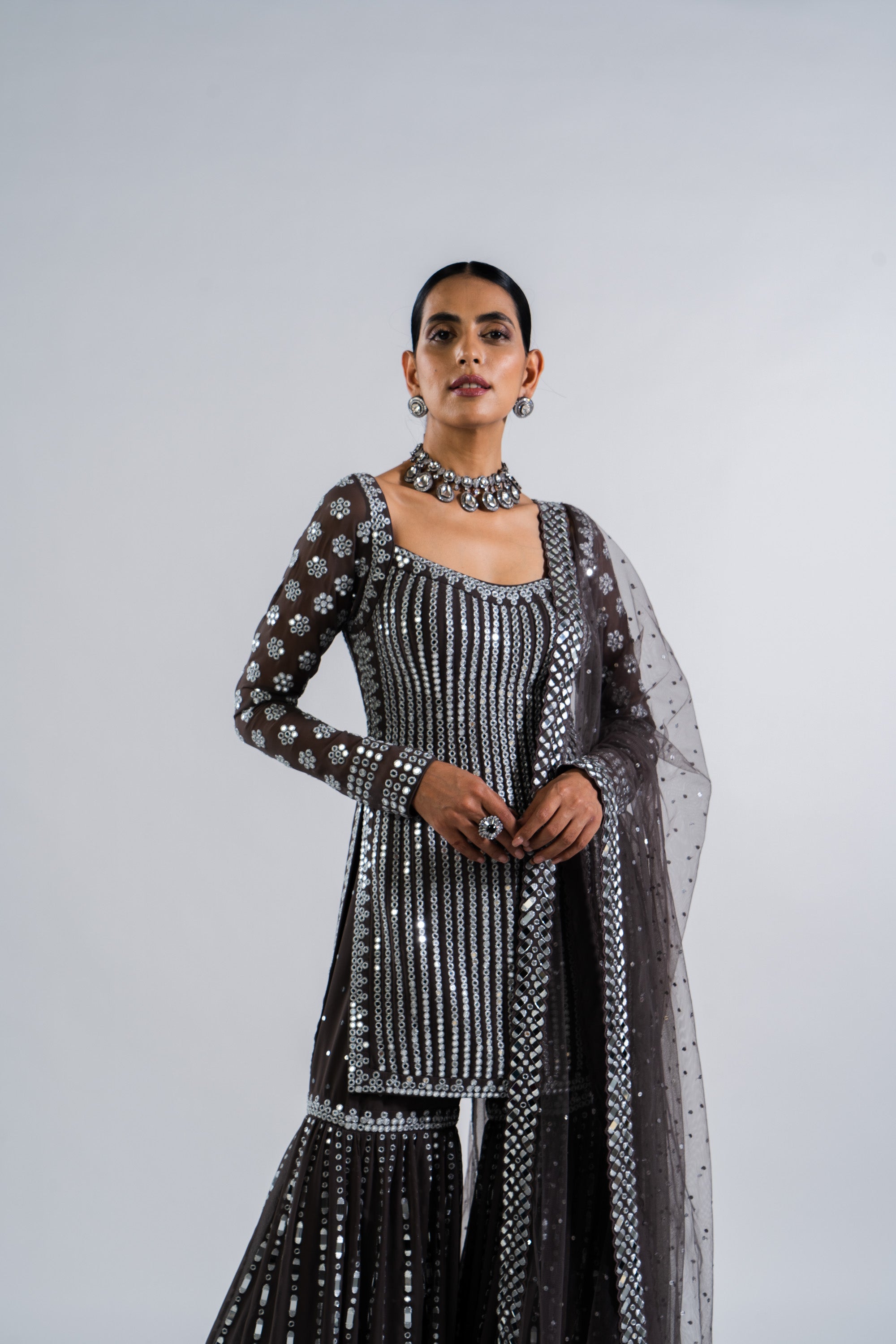 CHARCOAL GREY SHARARA SET – Karegar