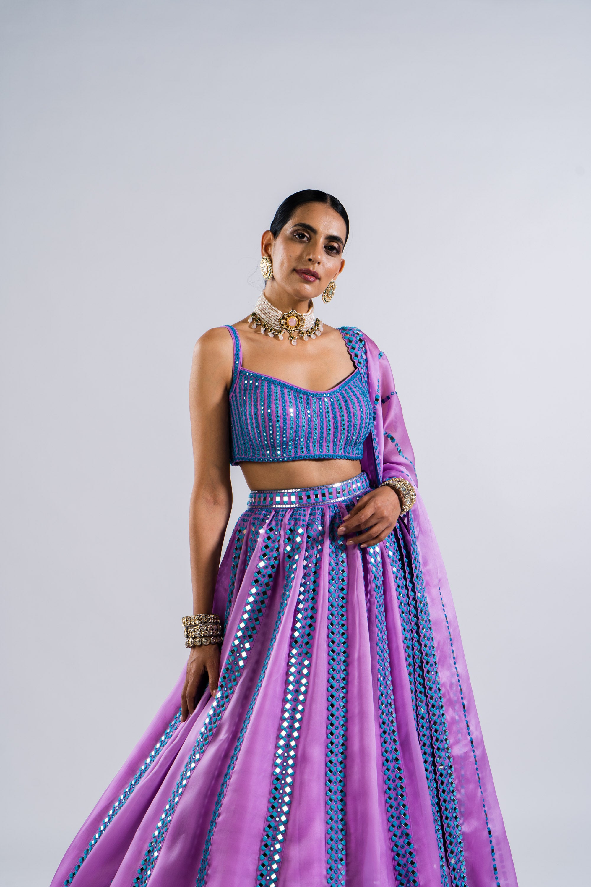 MAUVE MIRROR SEAM LEHENGA SET – Karegar