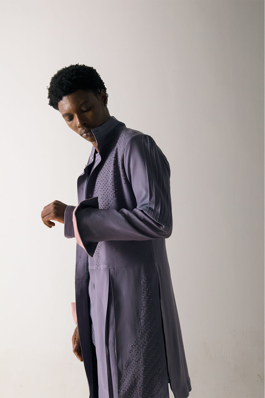 Stylish English Purple Overcoat Set – Karegar